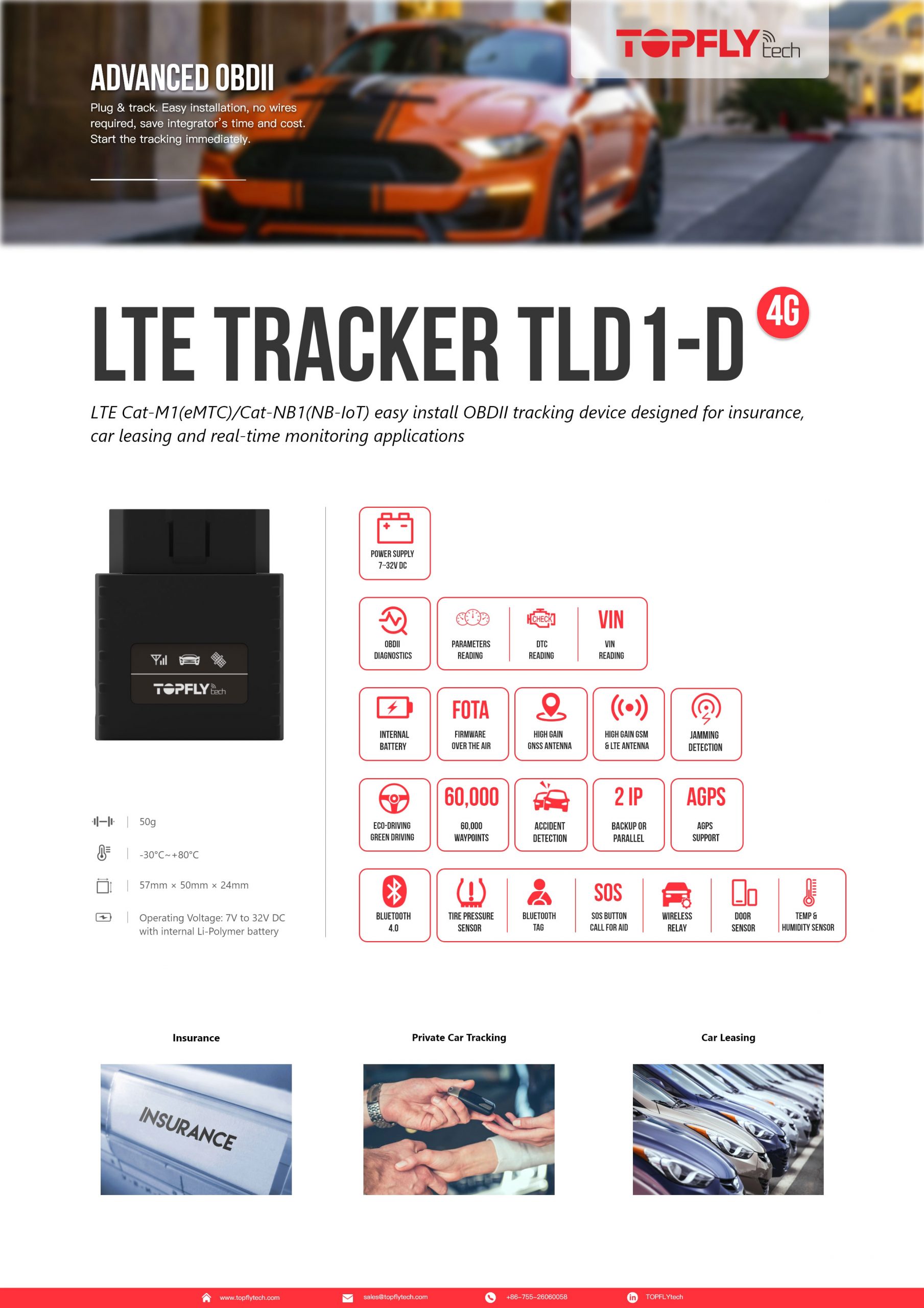 FleetThingsMX. TopFly TLD1-DA - Dongle de rastreamento de veículos de diagnóstico completo Plug ...